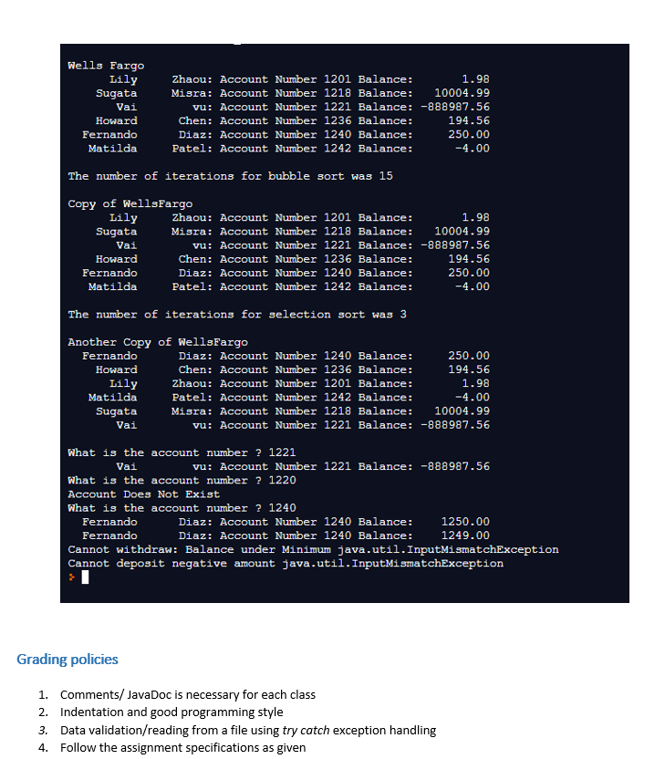 Solved 1. Create a class called BankAccount with the | Chegg.com