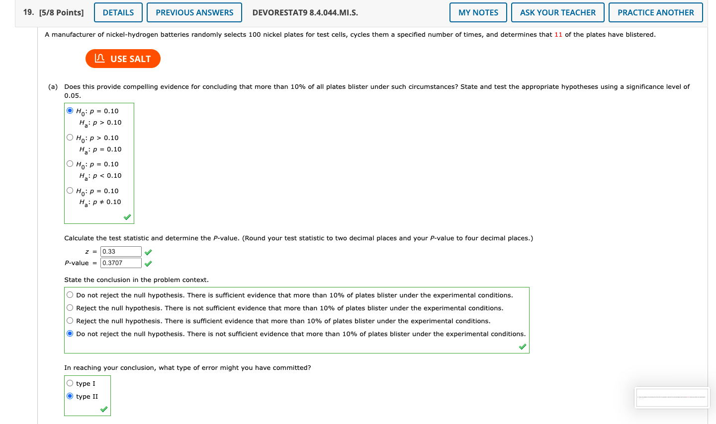 Solved 19. [5/8 Points] DETAILS PREVIOUS ANSWERS DEVORESTAT9 | Chegg.com