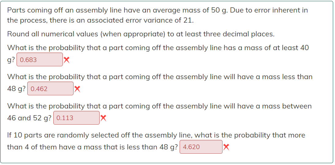 Solved Parts coming off an assembly line have an average | Chegg.com