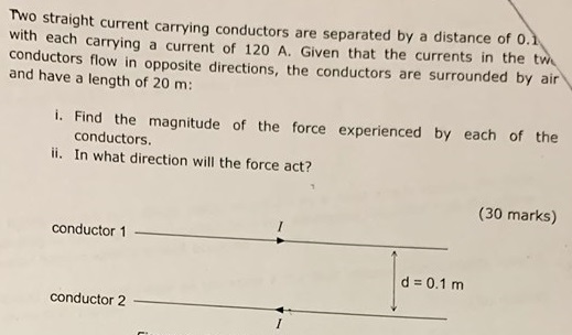 Solved Two straight current carrying conductors are | Chegg.com