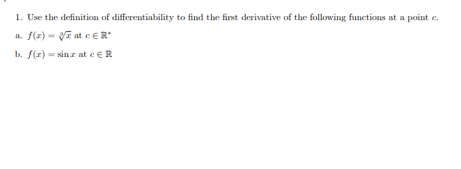 Solved 1. Use the definition of differentiability to find | Chegg.com