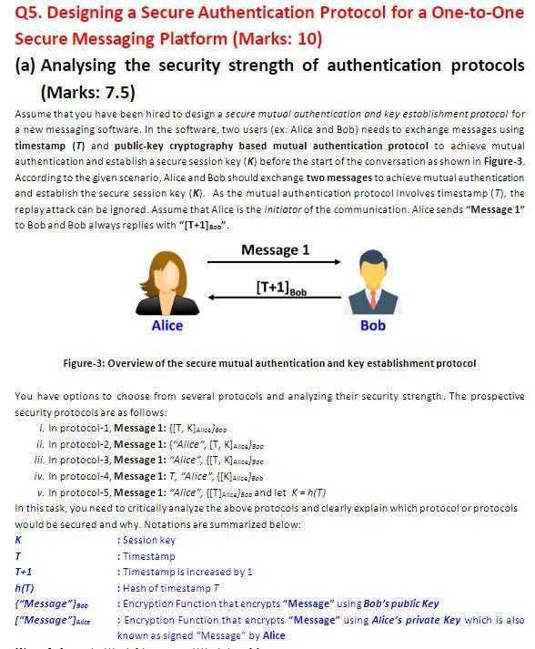Solved Q5. Designing a Secure Authentication Protocol for a | Chegg.com