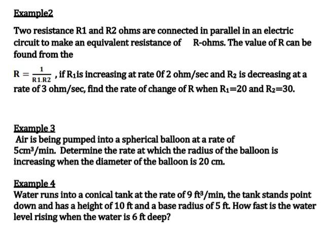 Solved Example2 Two resistance R1 and R2 ohms are connected | Chegg.com