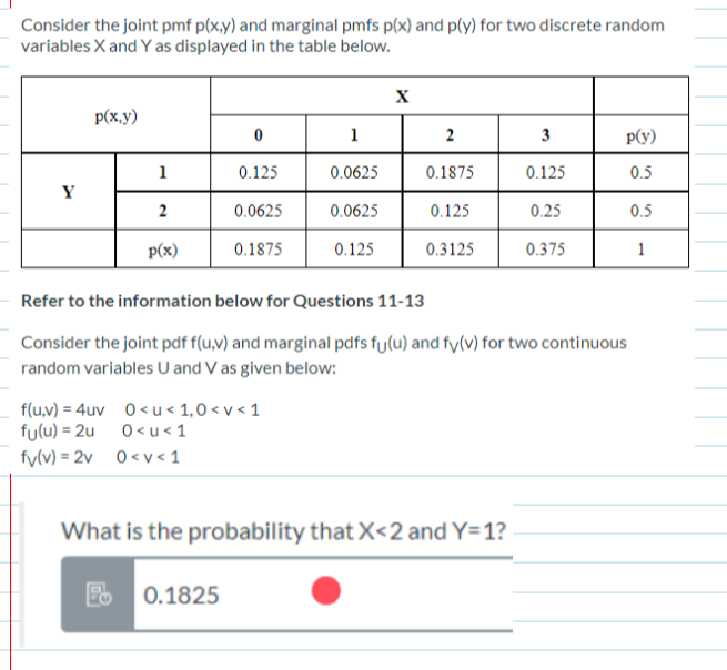 Solved Consider the joint pmf p(x,y) and marginal pmfs p(x) | Chegg.com