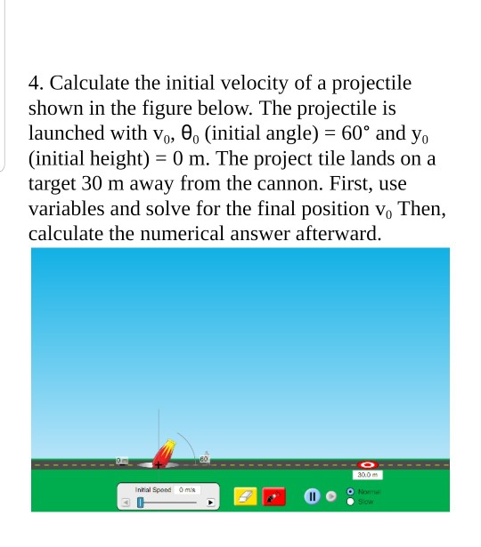 Solved 3. Calculate the final position of a projectile shown | Chegg.com