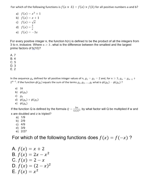Solved For which of the following functions is f(ax b) = | Chegg.com