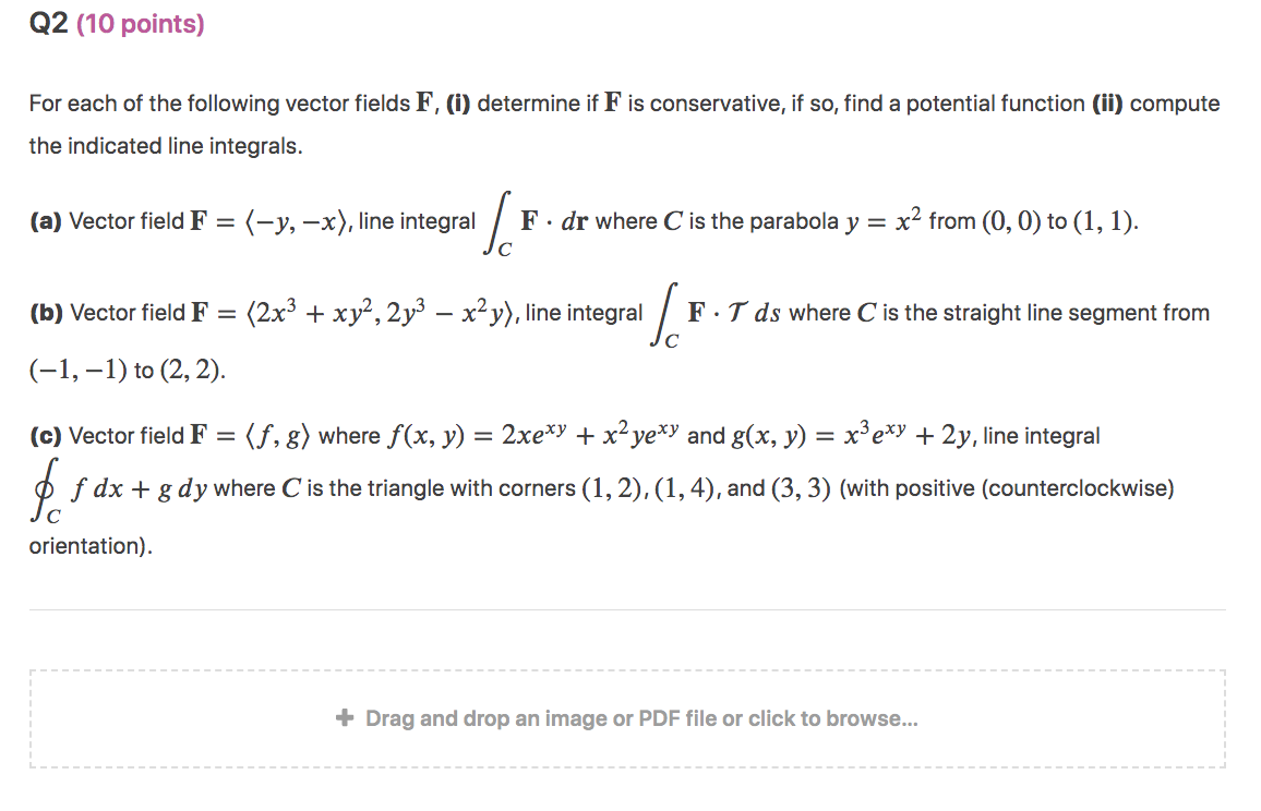 Solved Q2 (10 points) For each of the following vector | Chegg.com