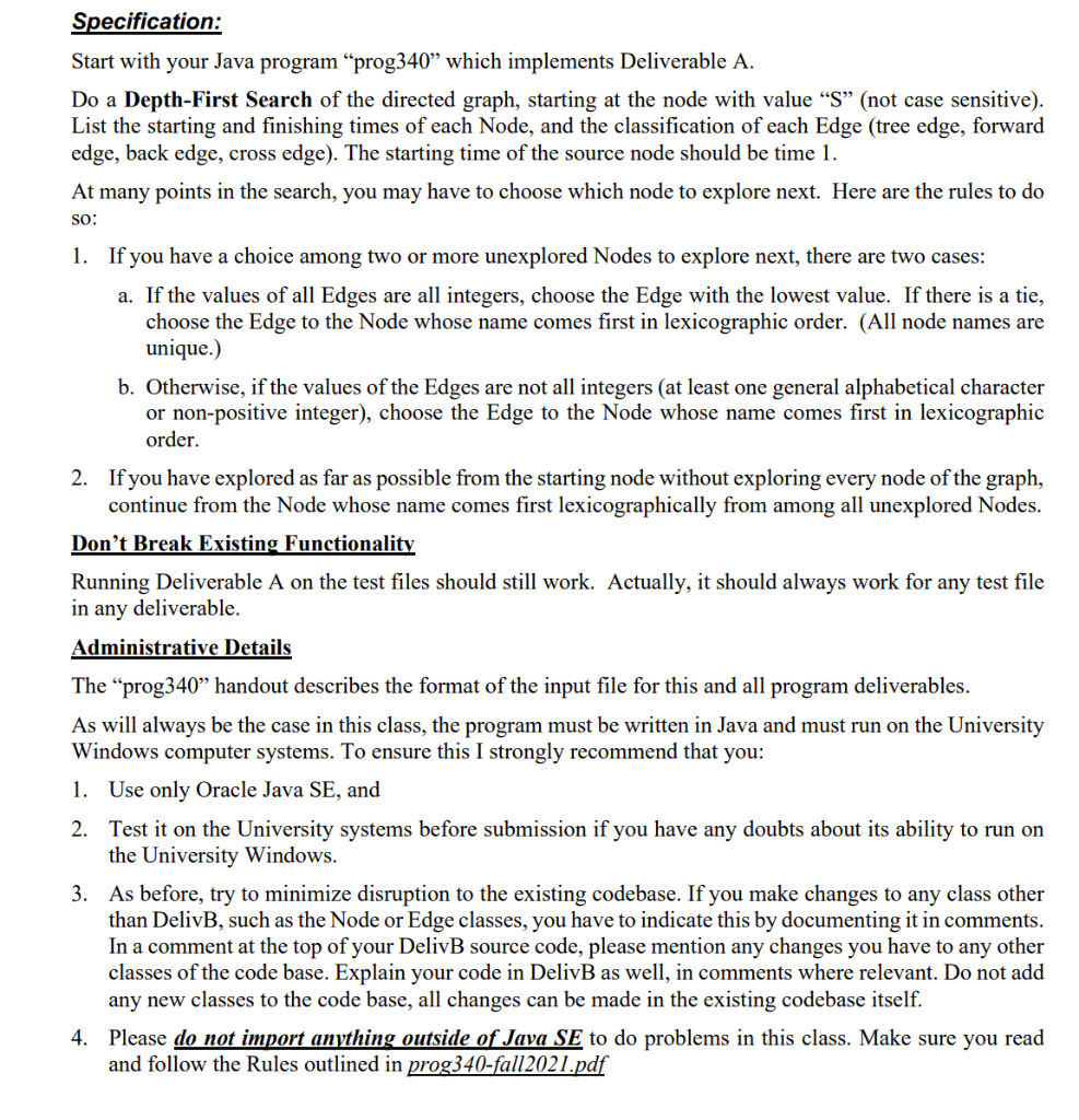 Solved Specification: Start with your Java program “prog340” | Chegg.com