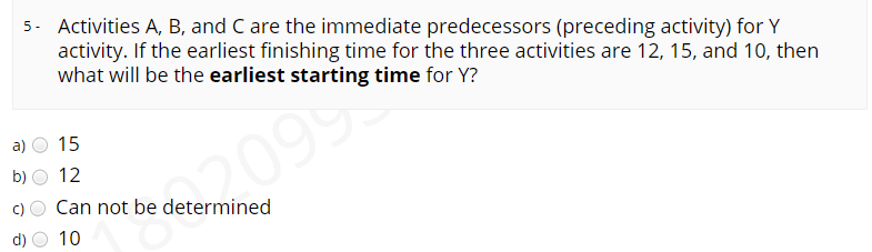 Solved 5. Activities A, B, and C are the immediate | Chegg.com