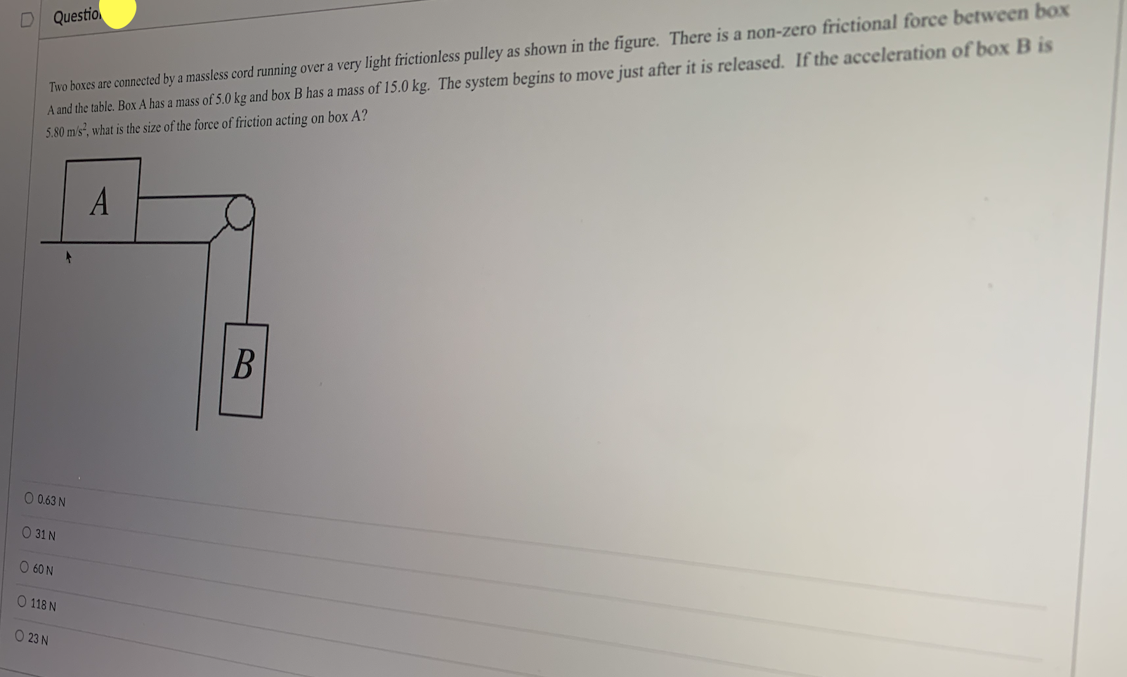 Solved Questio Two boxes are connected by a massless cord | Chegg.com