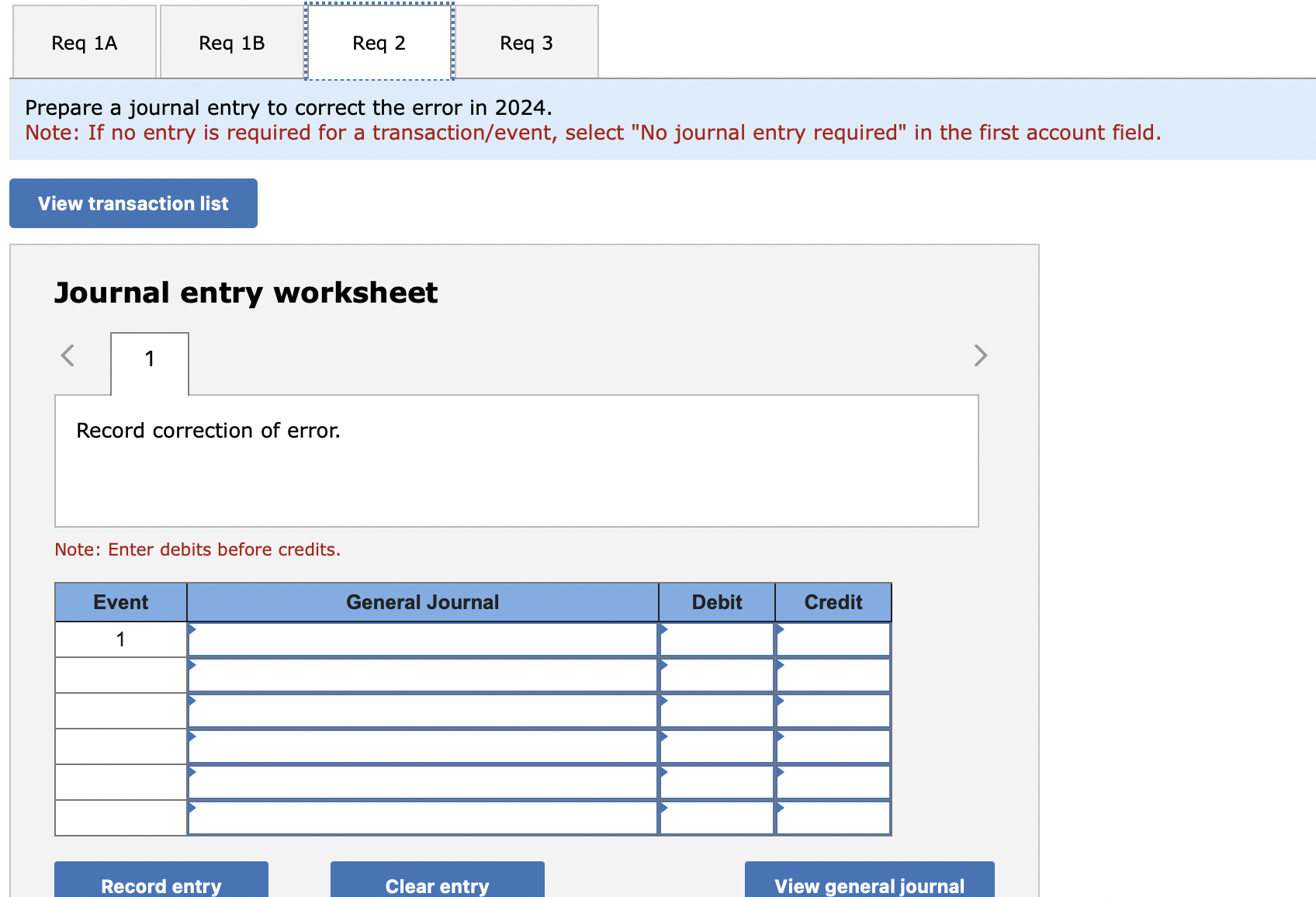 Solved Prepare a journal entry to correct the error in | Chegg.com