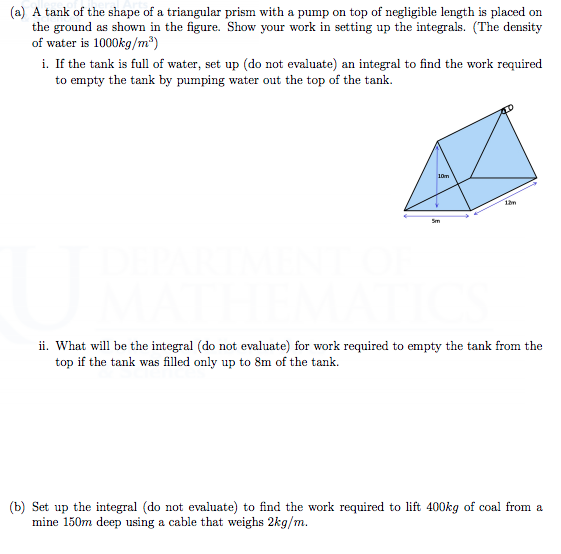 Solved (a) A tank of the shape of a triangular prism with a | Chegg.com