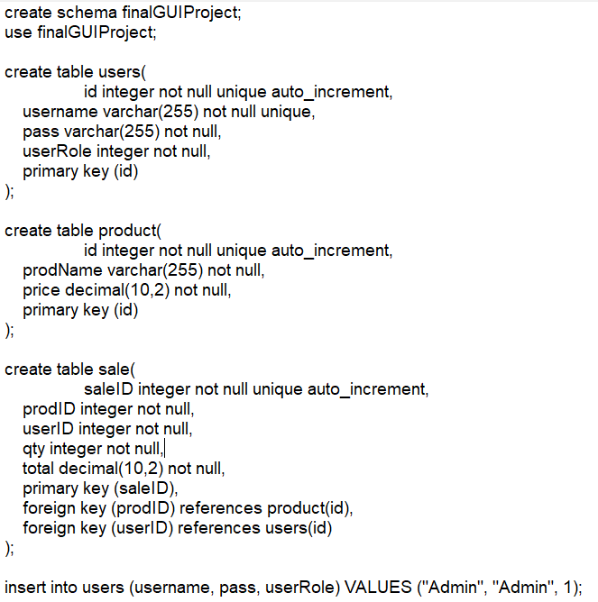 Solved Connect a Java GUI to an SQL Database Please help me | Chegg.com