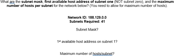 Solved What are the subnet mask, first available host | Chegg.com