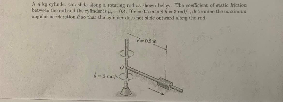 Solved A 4 kg cylinder can slide along a rotating rod as | Chegg.com