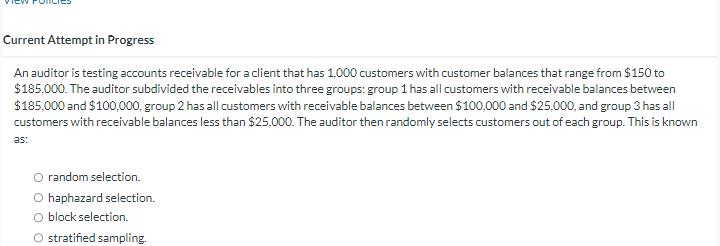 Solved Current Attempt in ProgressAn auditor is testing | Chegg.com