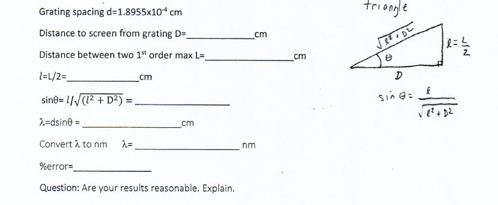 Diffraction equation m=dsinom m=0, +1, +2, +3,... | Chegg.com