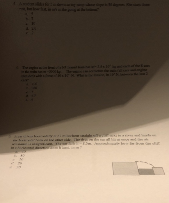 Solved A student slides for 5 m down an icy ramp whose slope | Chegg.com