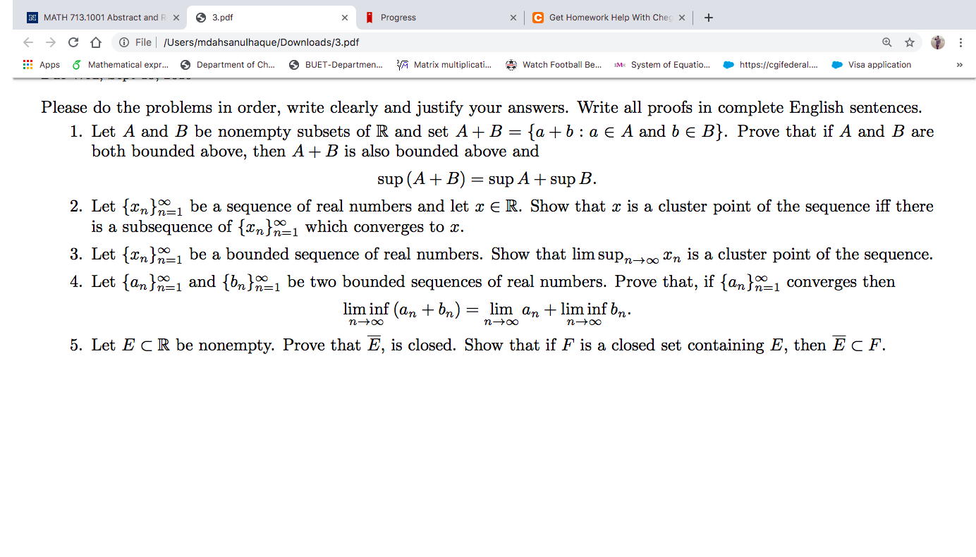 Solved Let E ⊂ R be nonempty. Prove that E, is closed. Show | Chegg.com
