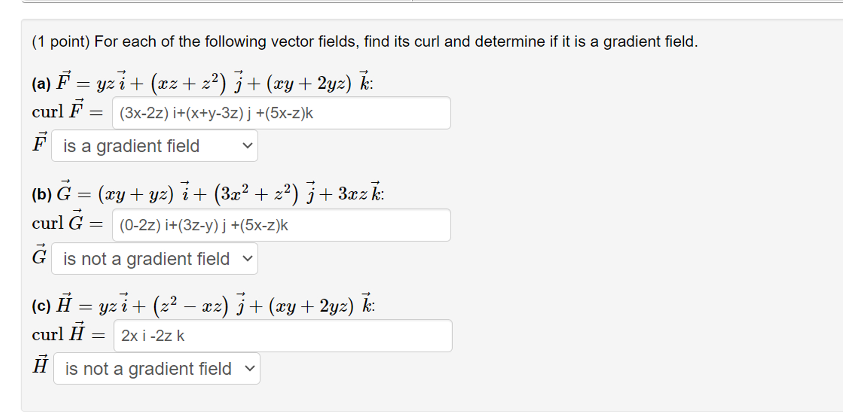 Solved (1 ﻿point) ﻿For each of ﻿the following vector fields, | Chegg.com