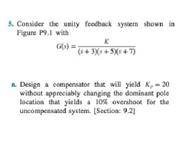 Solved 5. Consider the unity feedback system shown in Figure | Chegg.com