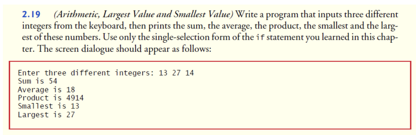 Solved 2.19 (Arithmetic, Largest Value and Smallest Value) | Chegg.com