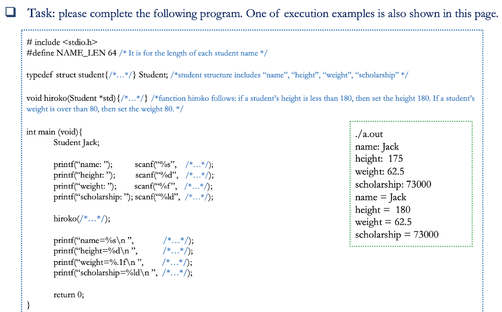 Solved Task: please complete the following program. One of | Chegg.com