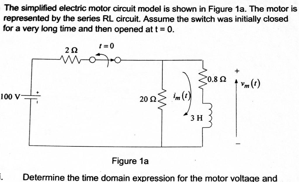 Solved The simplified electric motor circuit model is shown | Chegg.com