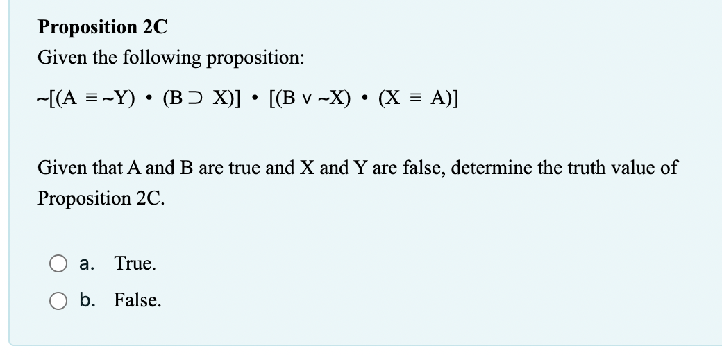 Solved Proposition 2C Given the following proposition: | Chegg.com