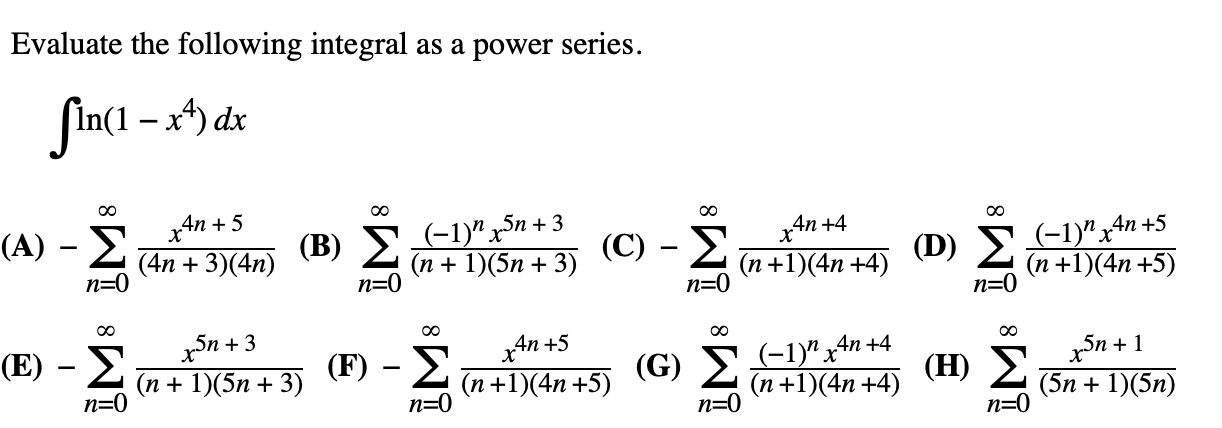 Solved Evaluate the following integral as a power series. | Chegg.com
