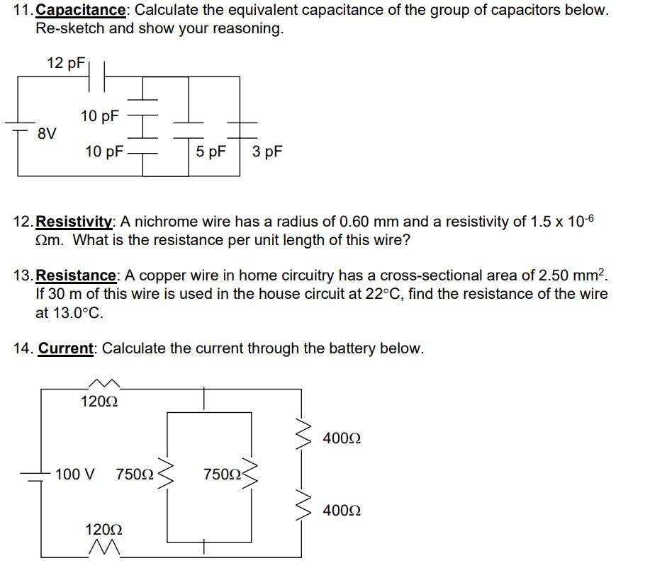 Solved 11. Capacitance: Calculate the equivalent capacitance | Chegg.com