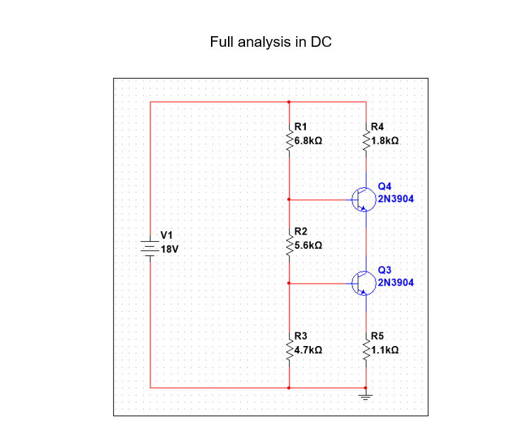 Solved Full analysis in DC R1 6.8kΩ R4 1.8kΩ Q4 2N3904 R2 Ε | Chegg.com
