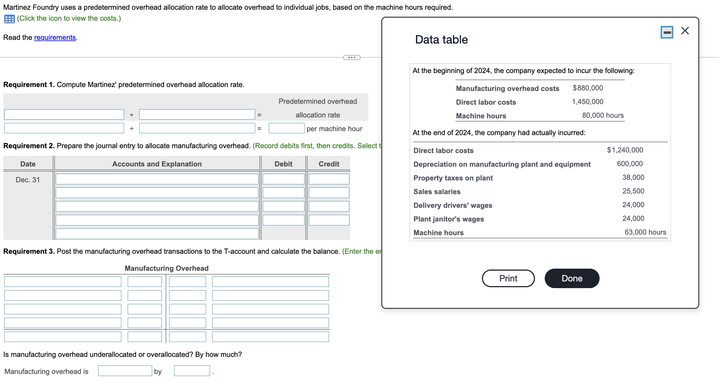 Solved Read the requirements. Data table Requirement 2. | Chegg.com