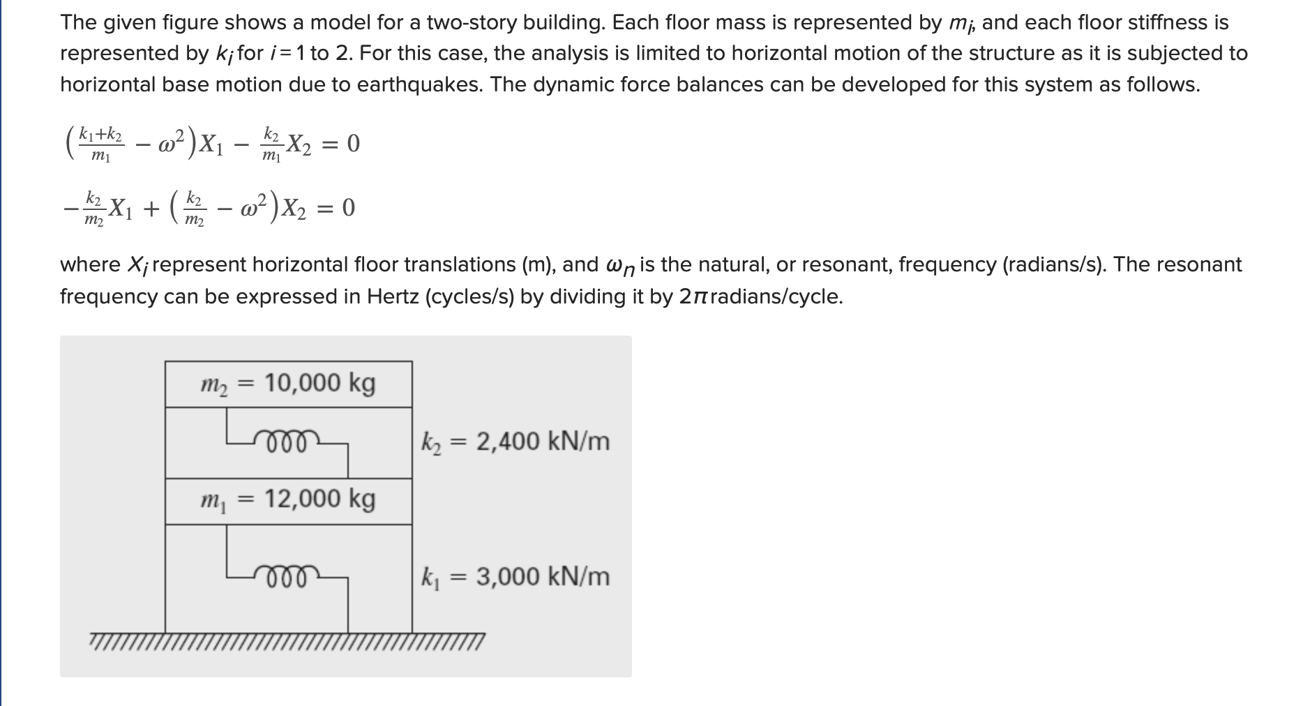Solved The given figure shows a model for a two-story | Chegg.com