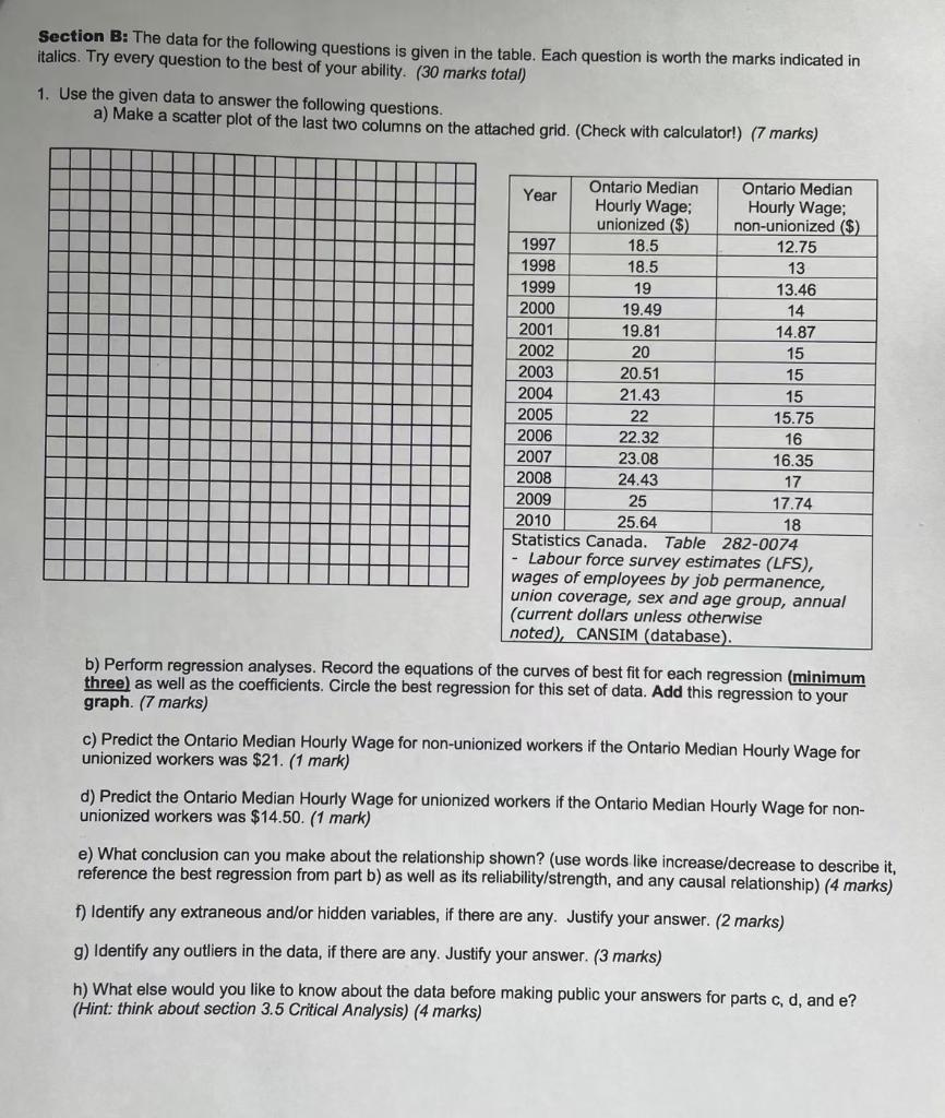 Solved Section B: The data for the following questions is | Chegg.com
