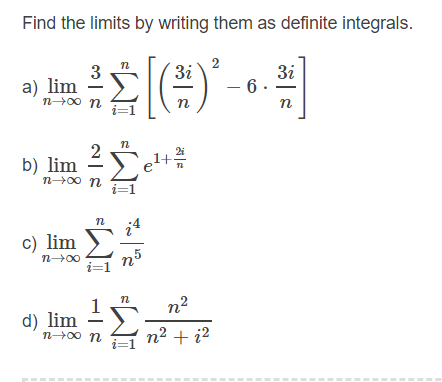 Solved Find the limits by writing them as definite | Chegg.com