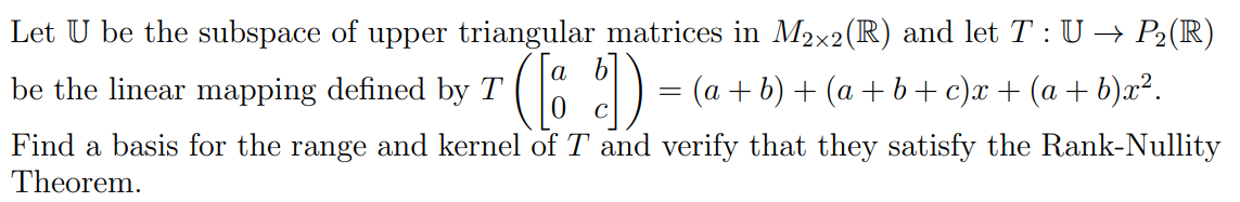 Solved Let U be the subspace of upper triangular matrices in | Chegg.com