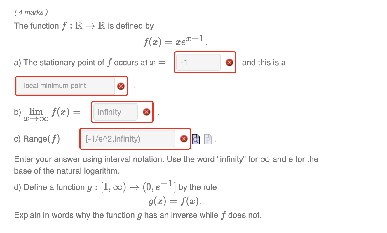 Solved (4 marks ) The function f:R + R is defined by f(x) = | Chegg.com