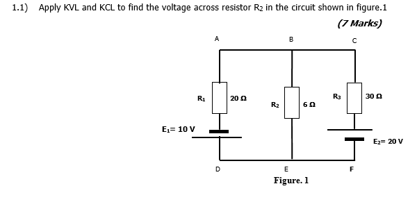 Solved 1.1) Apply KVL and KCL to find the voltage across | Chegg.com