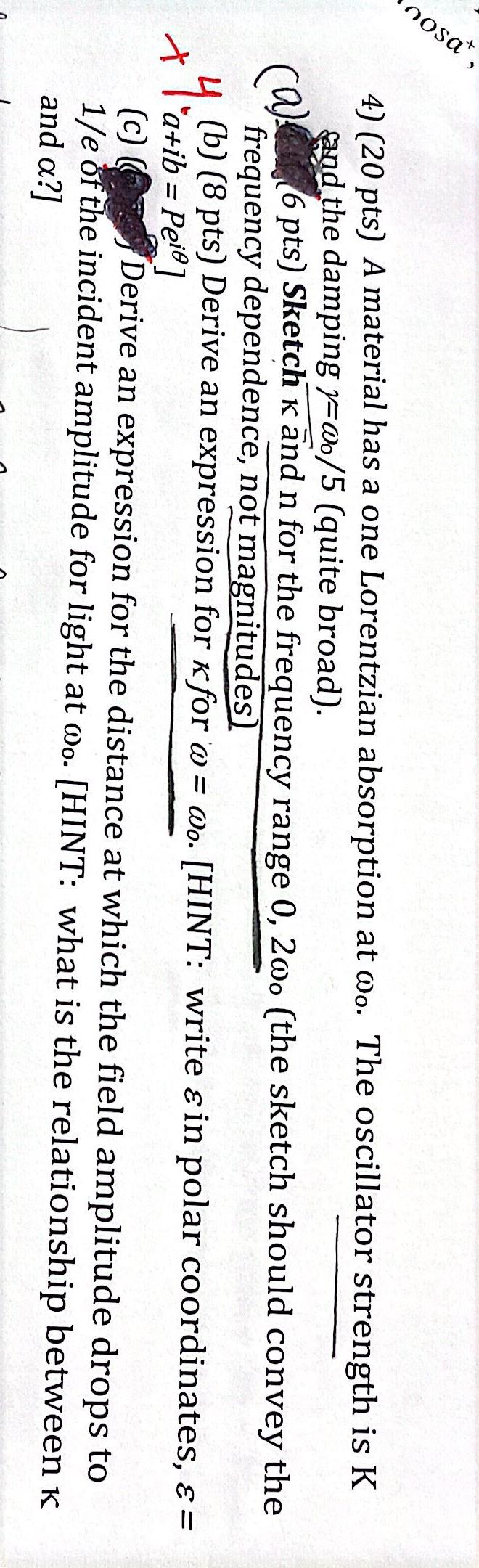 4) (20 pts) A material has a one Lorentzian | Chegg.com