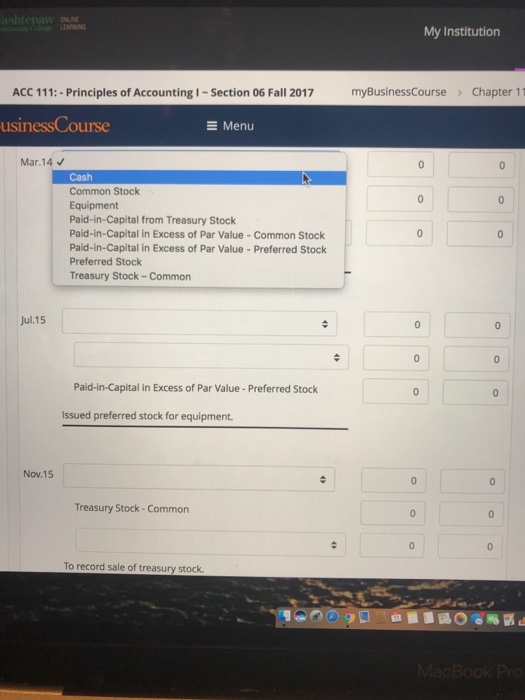 Solved My Institution Co Chapter 11 Ho ACC 111:-Principles | Chegg.com