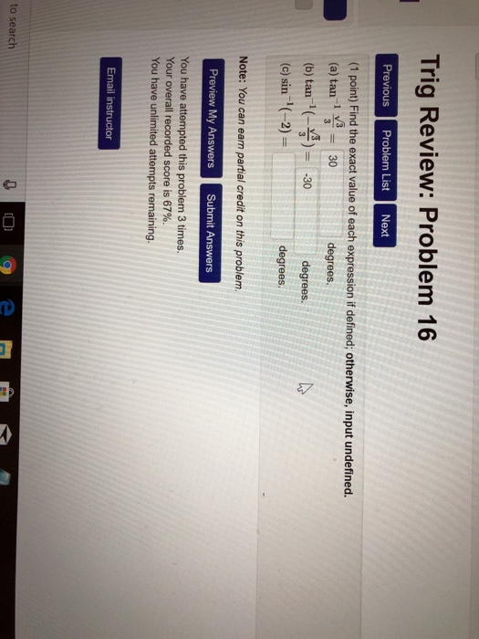 Solved Trig Review: Problem 16 Previous Problem List Next (1 | Chegg.com