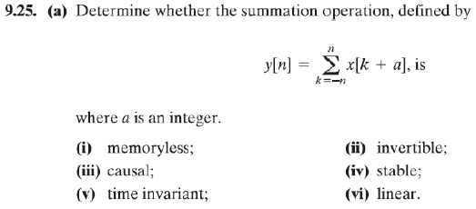 Solved 9.25. (a) ﻿Determine whether the summation operation, | Chegg.com