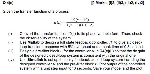 Solved Q40) [9 Marks, (i), (ii), (iii), (iv)2] Given the | Chegg.com