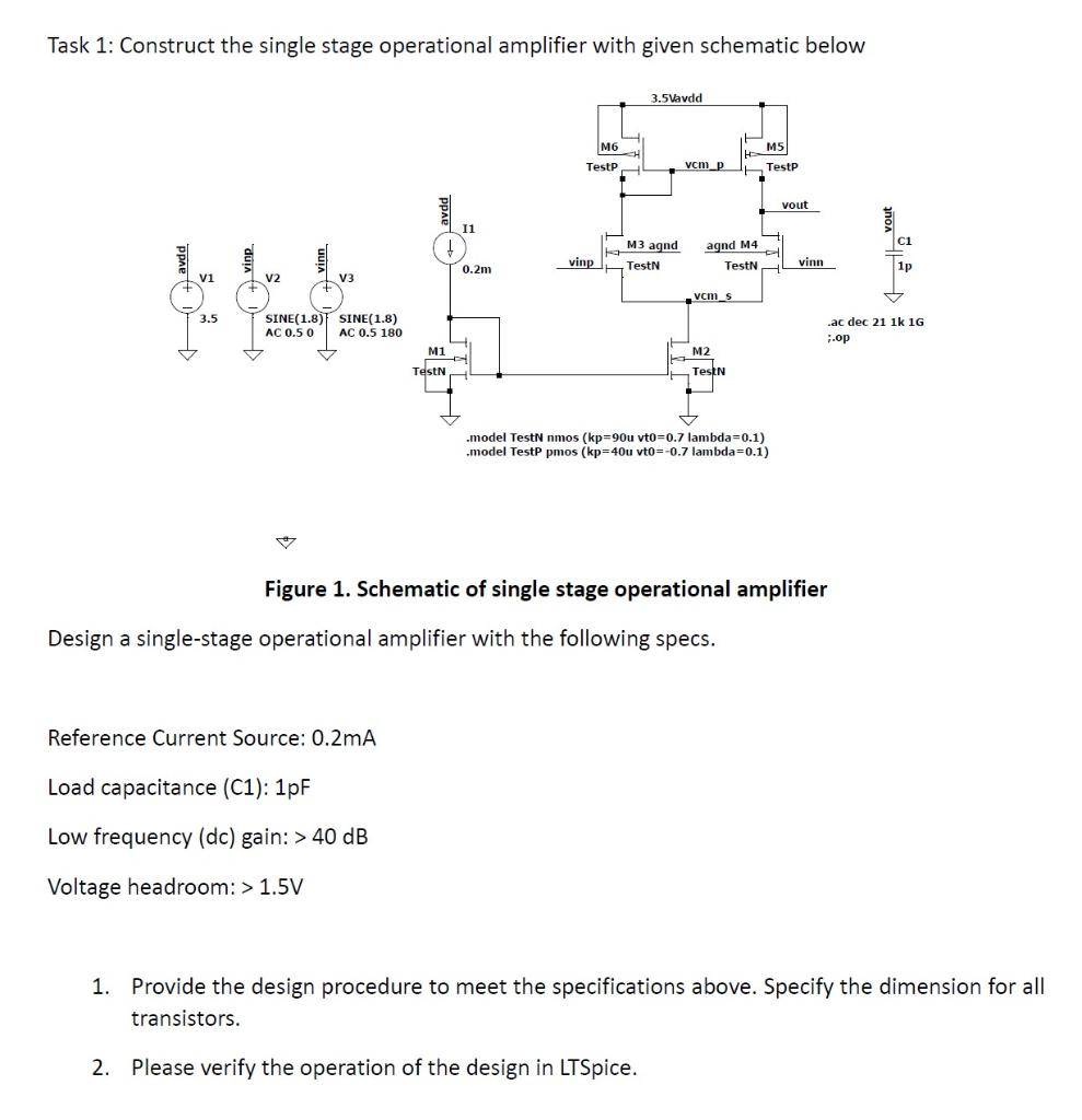 Solved Task 1: Construct the single stage operational | Chegg.com