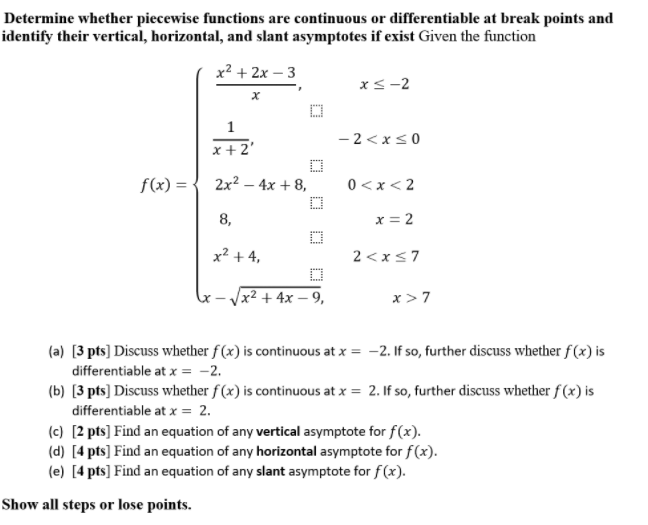 Solved Determine whether piecewise functions are continuous | Chegg.com