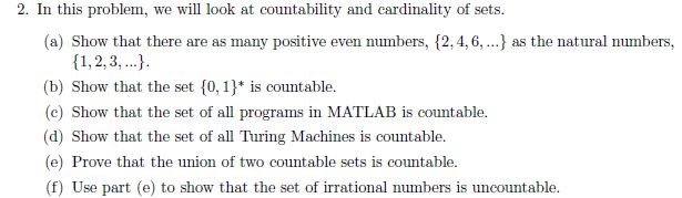 Solved 2. In this problem, we will look at countability and | Chegg.com