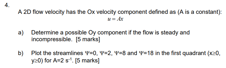 Solved A 2D flow velocity has the Ox velocity component | Chegg.com
