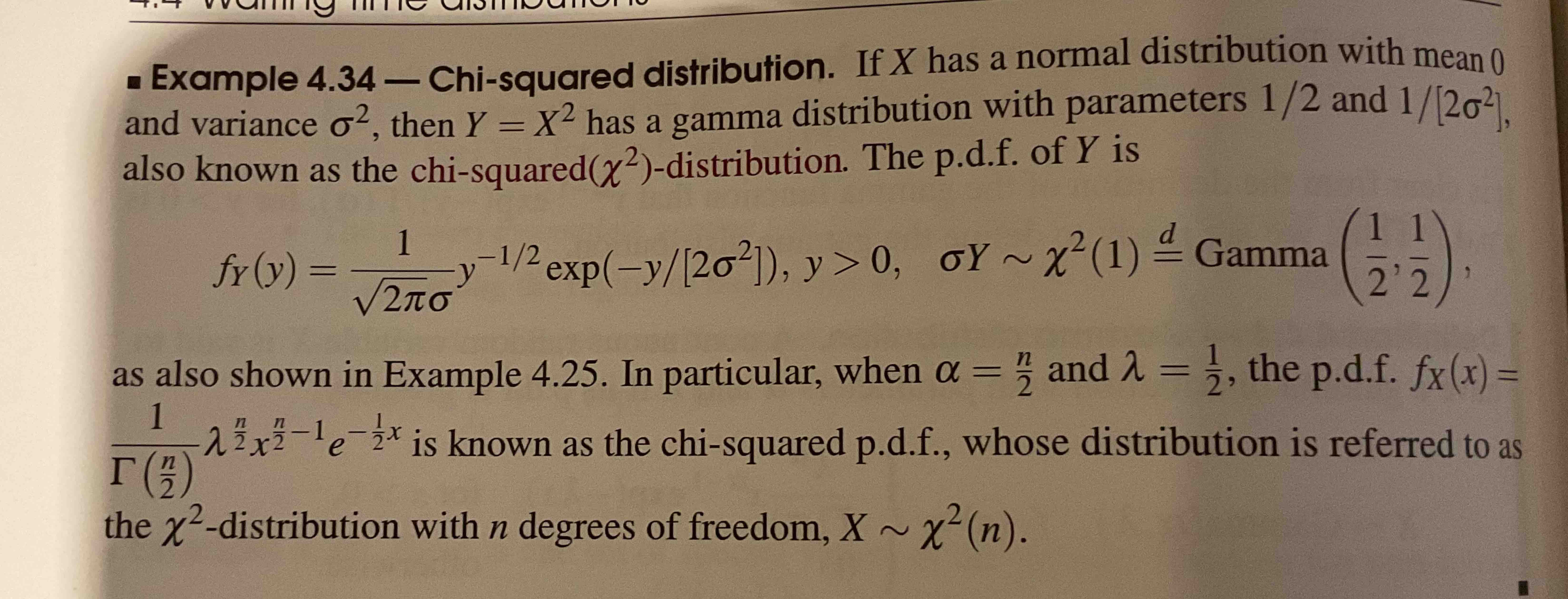 Solved Example 4.34 - ﻿Chi-squared distribution. If x ﻿has a | Chegg.com