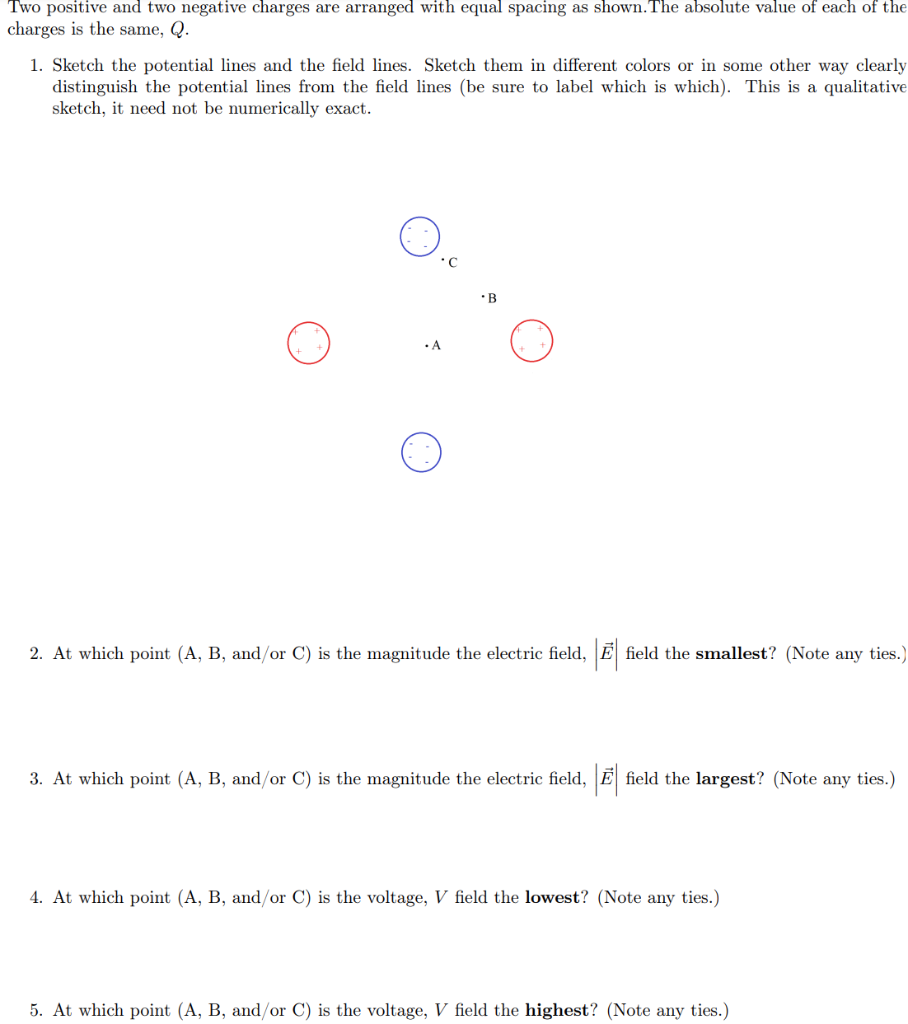 Solved Two positive and two negative charges are arranged | Chegg.com